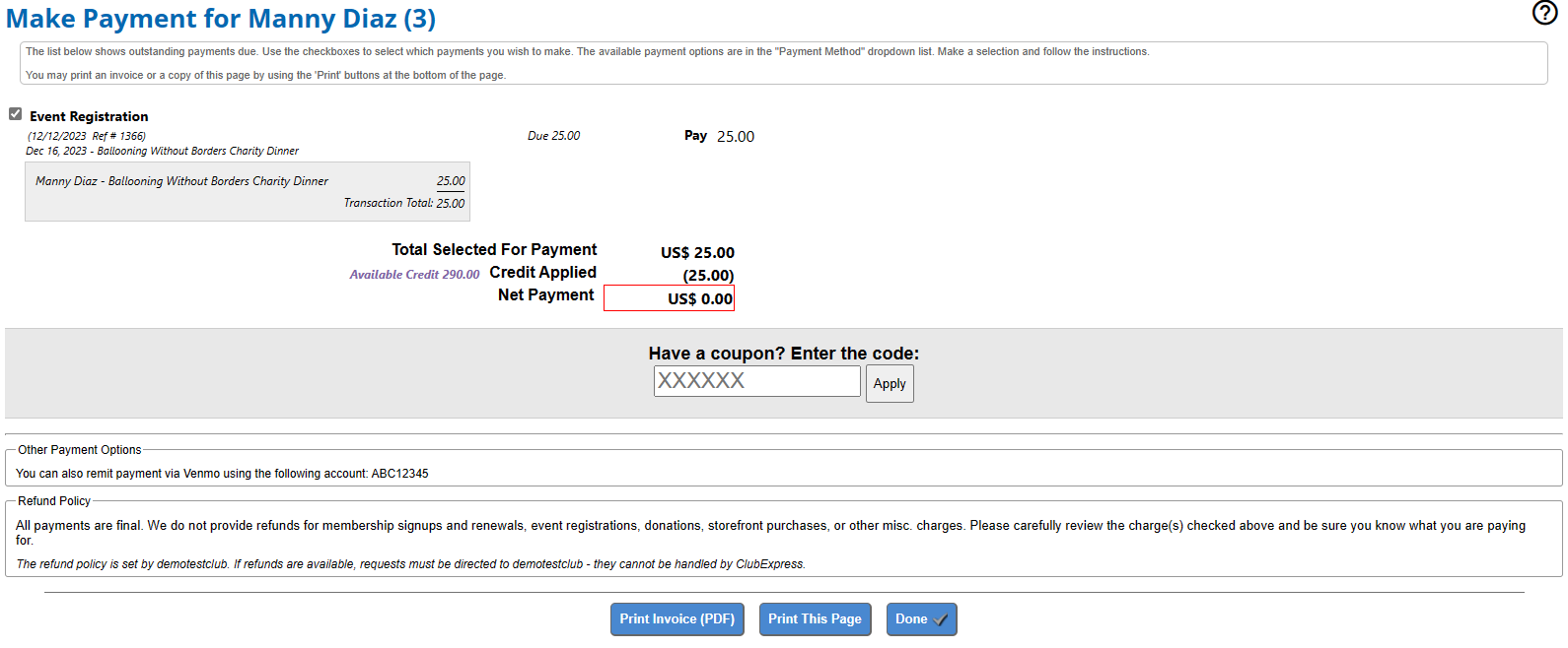 Making a Payment – ClubExpress Help Center