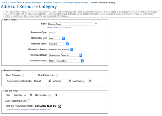 Configuring an Hourly Resource Category – ClubExpress Help Center