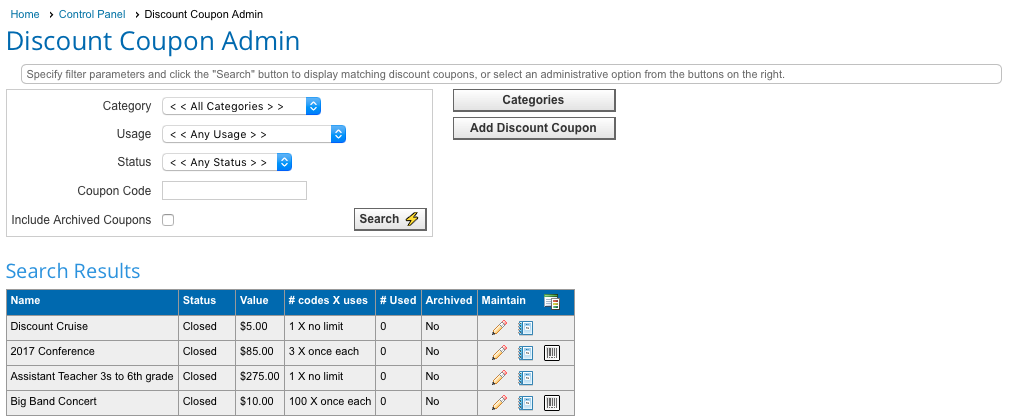 Creating and Using Discount Coupons – ClubExpress Help Center
